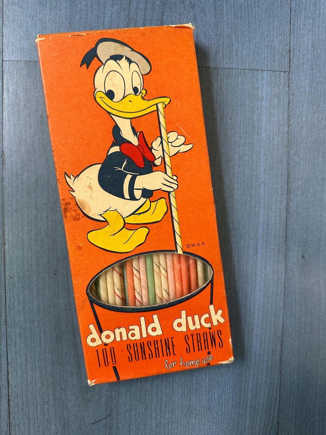 Vintage Donald Duck Box of Straws, Great Graphics., Sunshine Straws ...