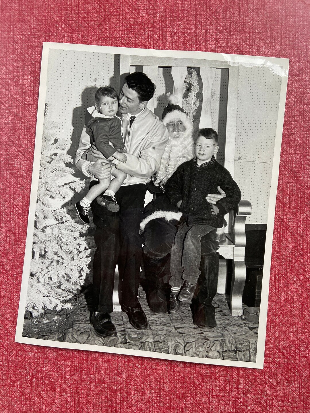 Christmas Santa Visit Photo, Dad and Kids, Larger, 8 X 10 - Etsy