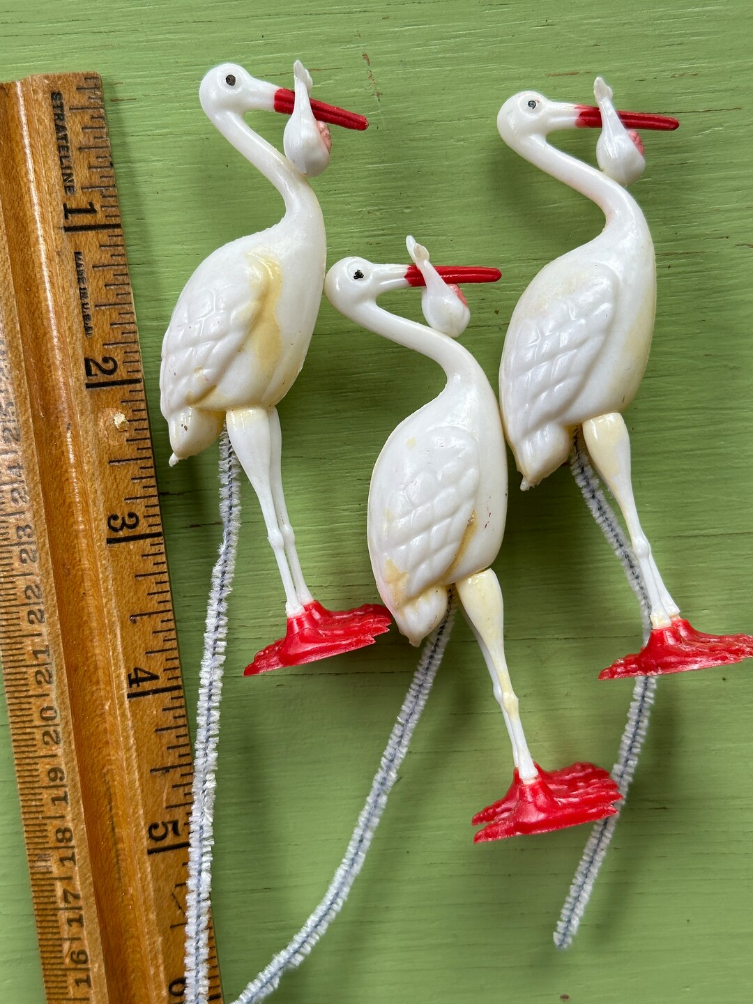 Vintage Plastic Stork With Chenille Stem, Three Storks, Old Stock - Etsy