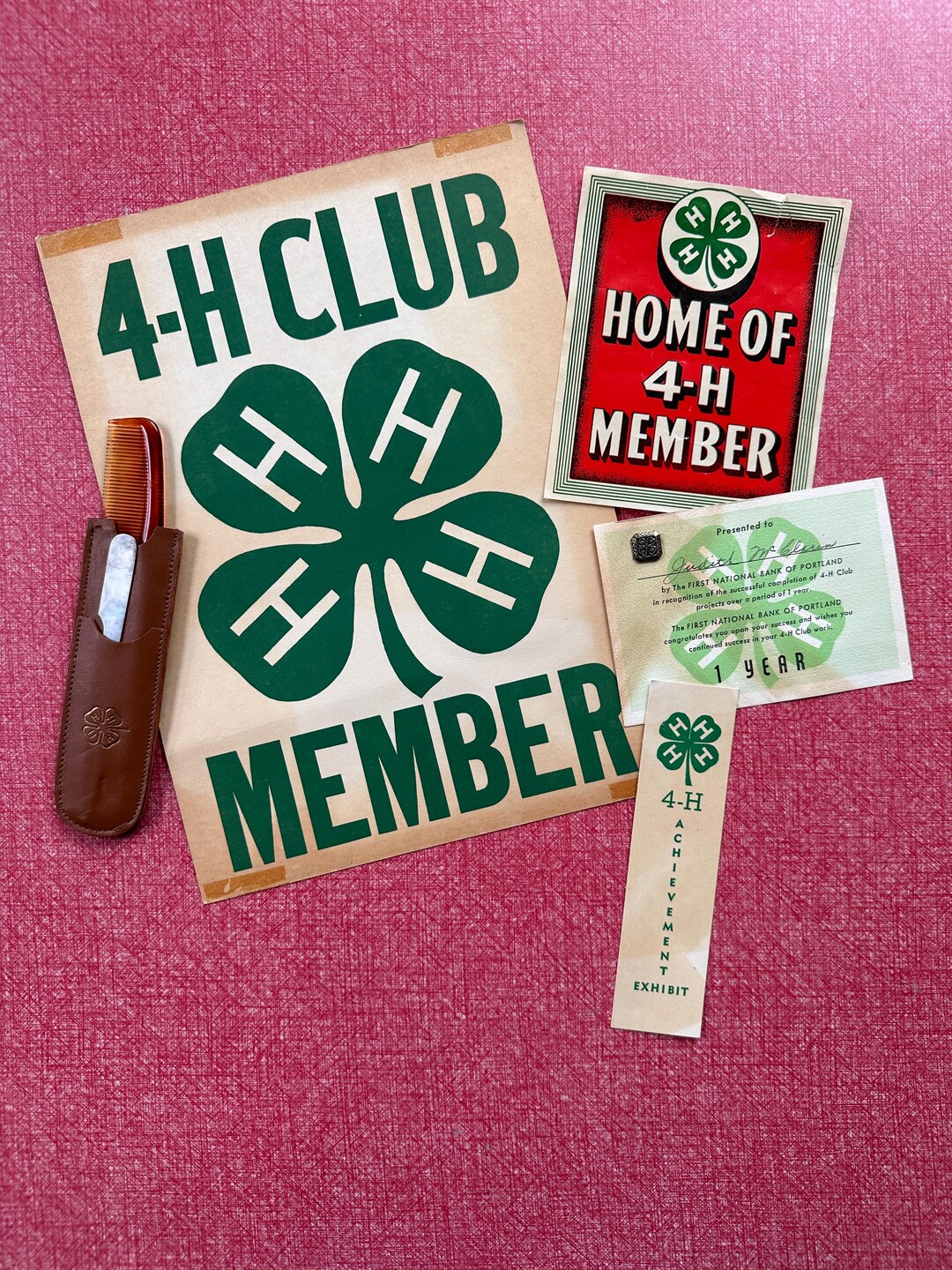 Vintage 4H Assortment, Membership Poster, Bookmark, Membership Card, Comb Set - Etsy