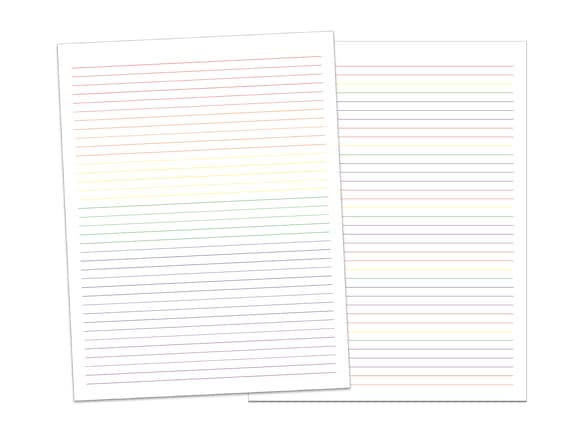 Rainbow Lined Paper Printable PDF | Etsy