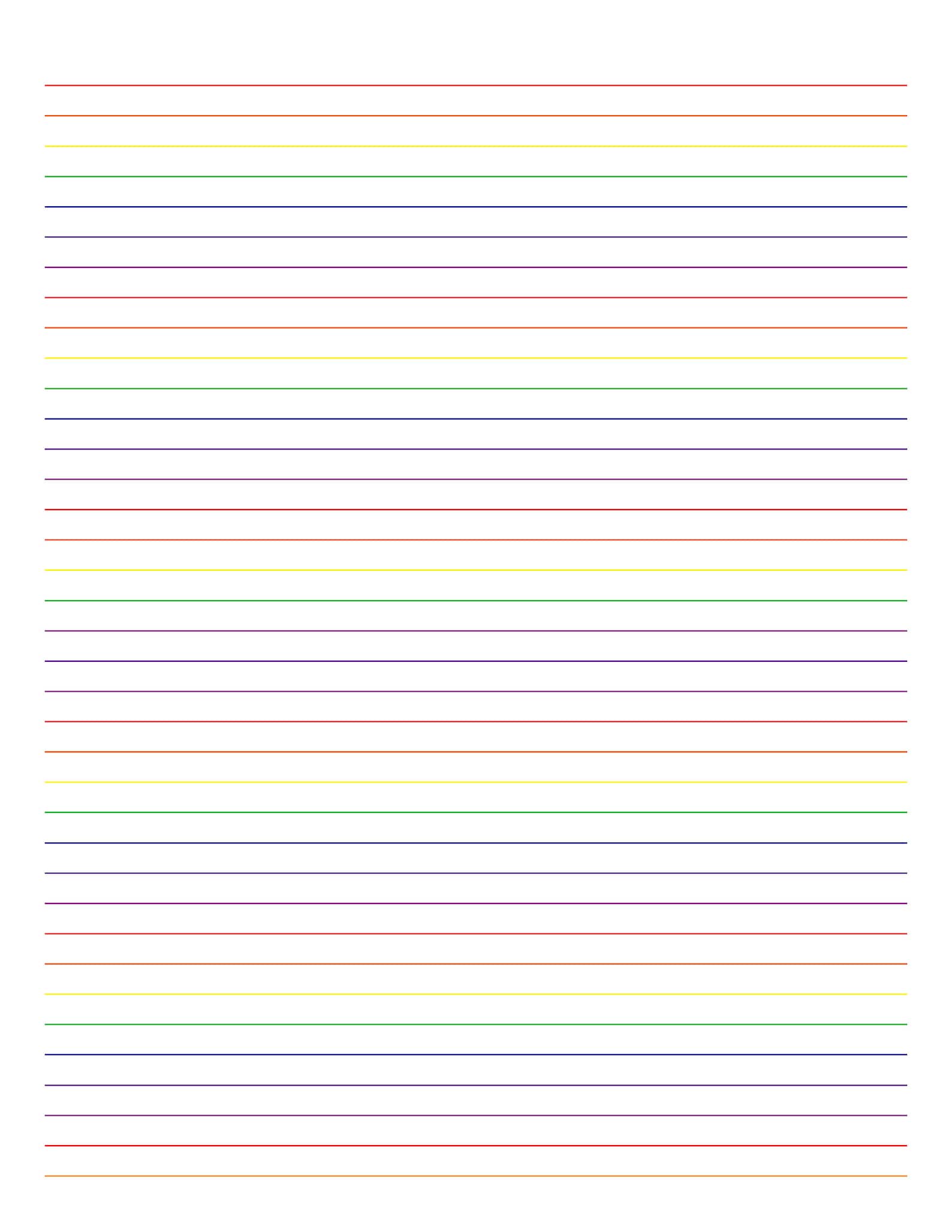 Rainbow Lined Paper Printable PDF - Etsy