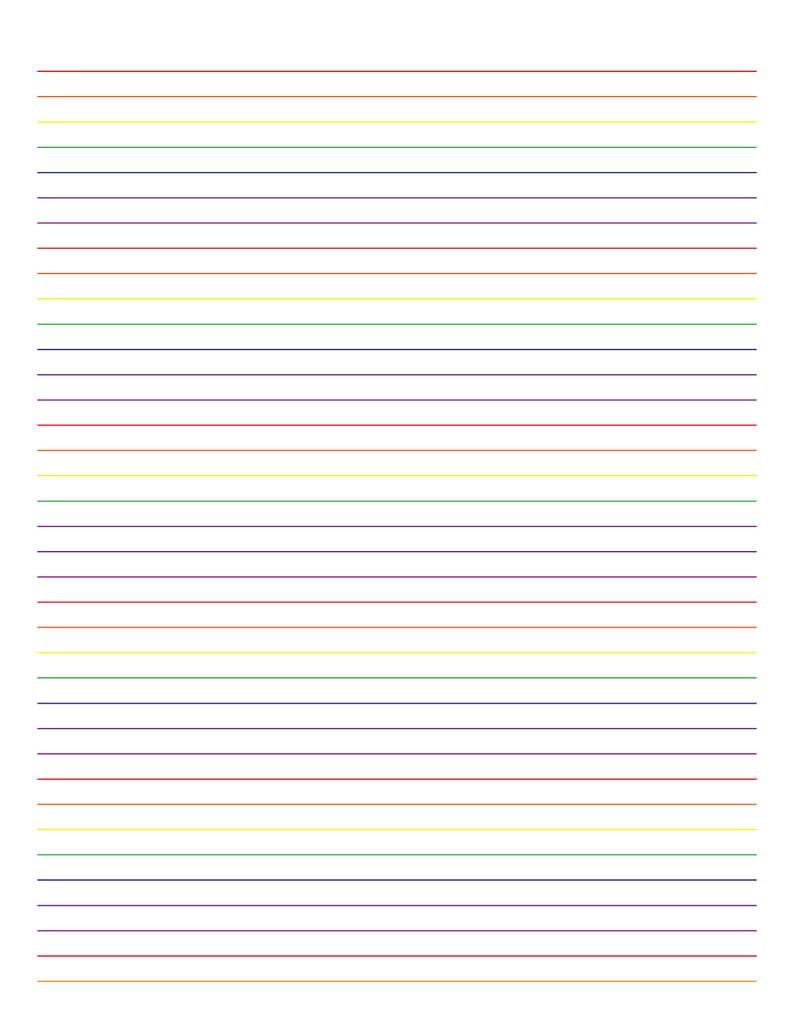 Rainbow Lined Paper Printable PDF - Etsy