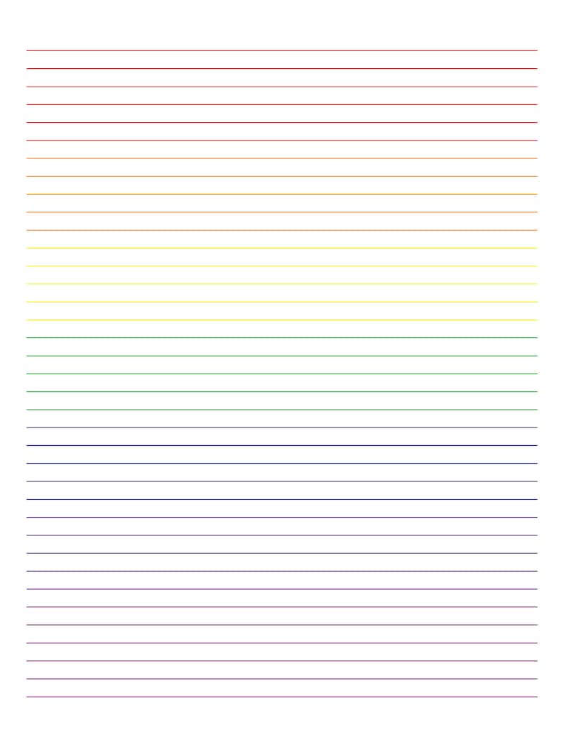 Rainbow Lined Writing Paper Printable PDF - Etsy