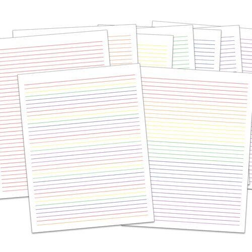 Rainbow Lined Paper Printable PDF - Etsy