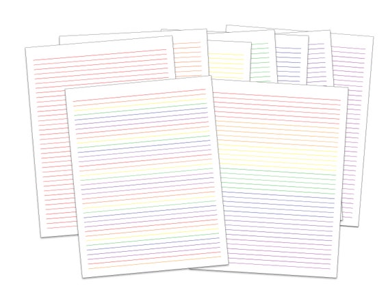 Rainbow Lined Writing Paper Printable PDF - Etsy