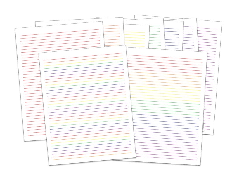 Rainbow Lined Writing Paper Printable PDF - Etsy