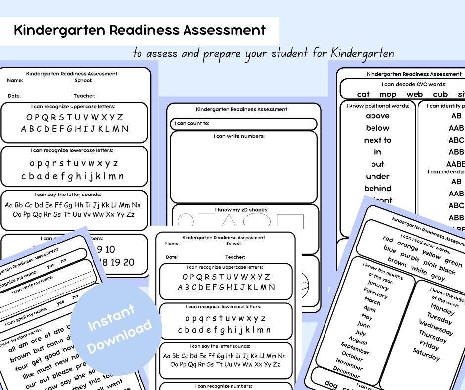 Kindergarten Readiness Assessment | Printable Preschool Evaluation ...