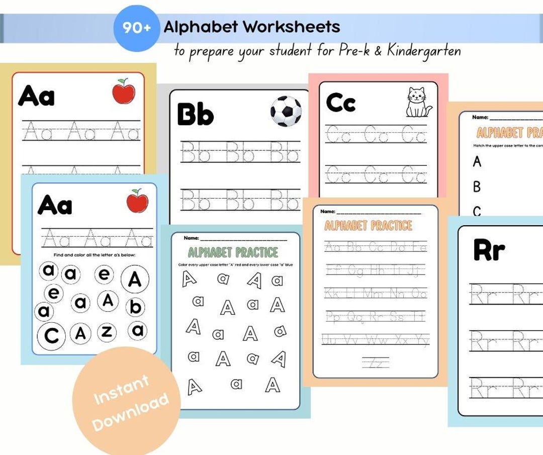 Alphabet Worksheets Printable, Pre-k/kindergarten ELA Starter Pack ...