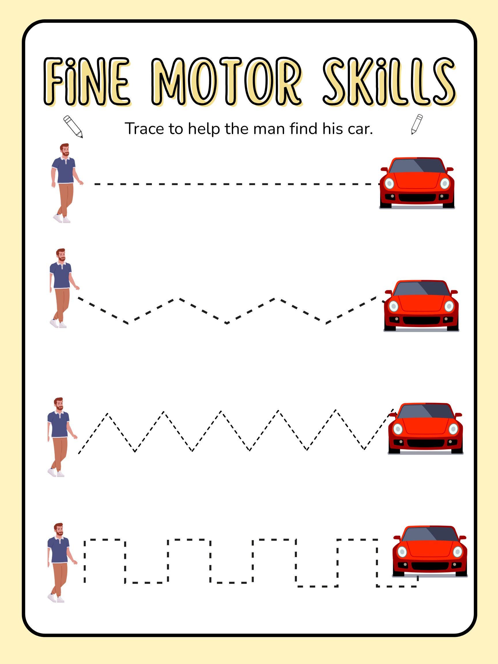 Fine Motor Skills Practice Printable, Prek/kindergarten Fine Motor ...