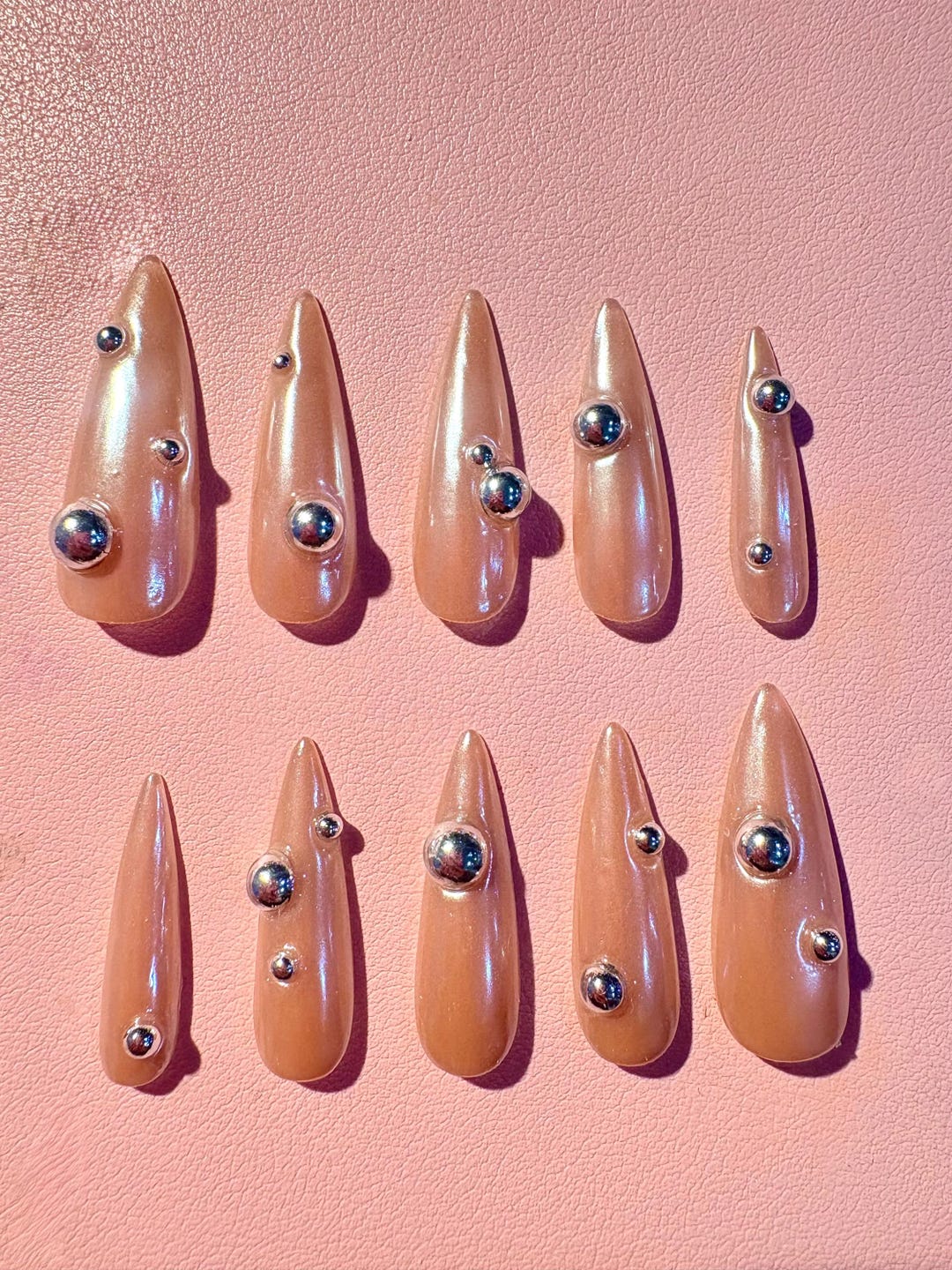 Pearly Silver Press on Nails - Etsy
