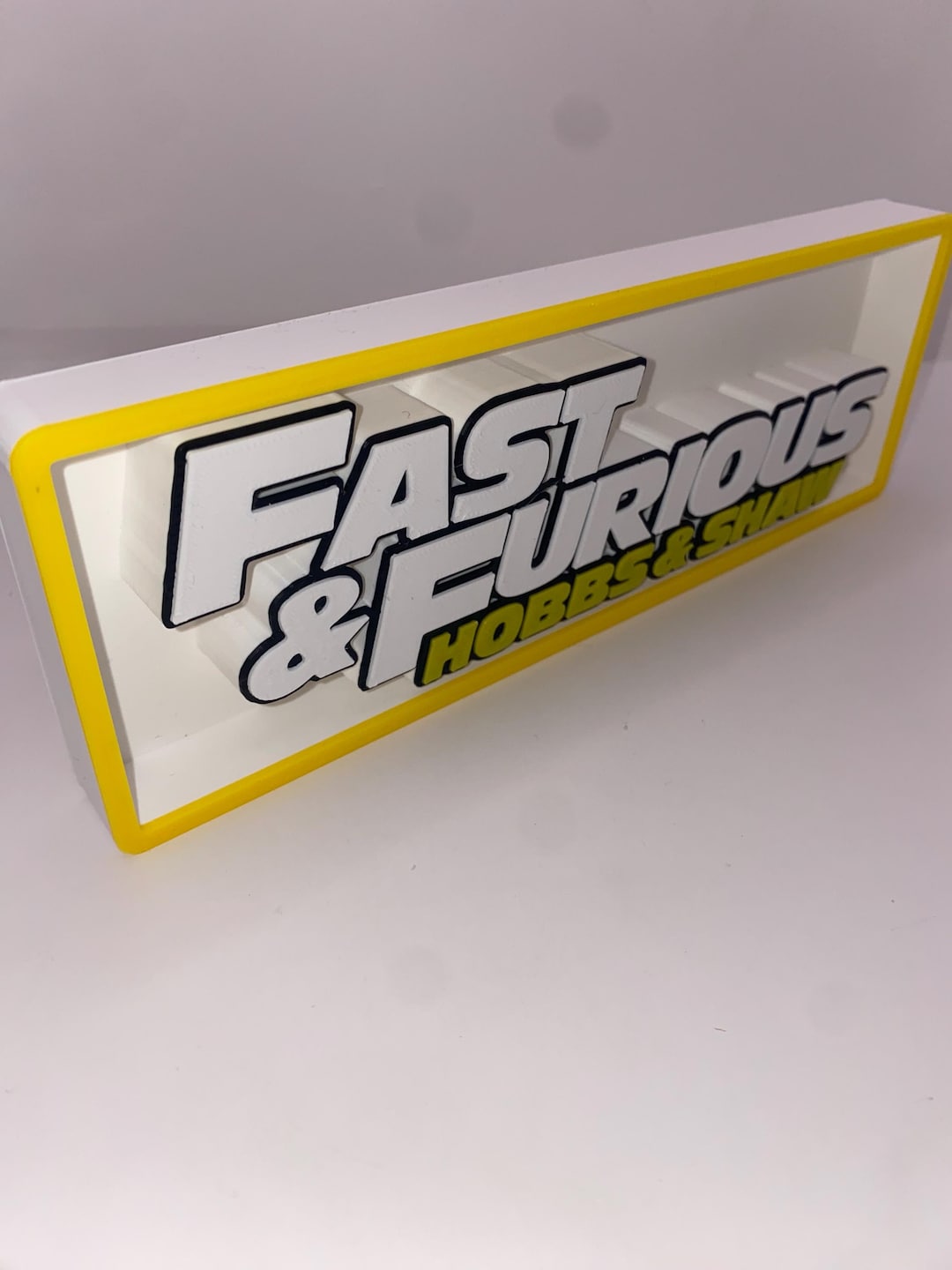 Fast & Furious Hobbs and Shaw 3D Printed Sign 220mm 75mm Movie Shelf ...
