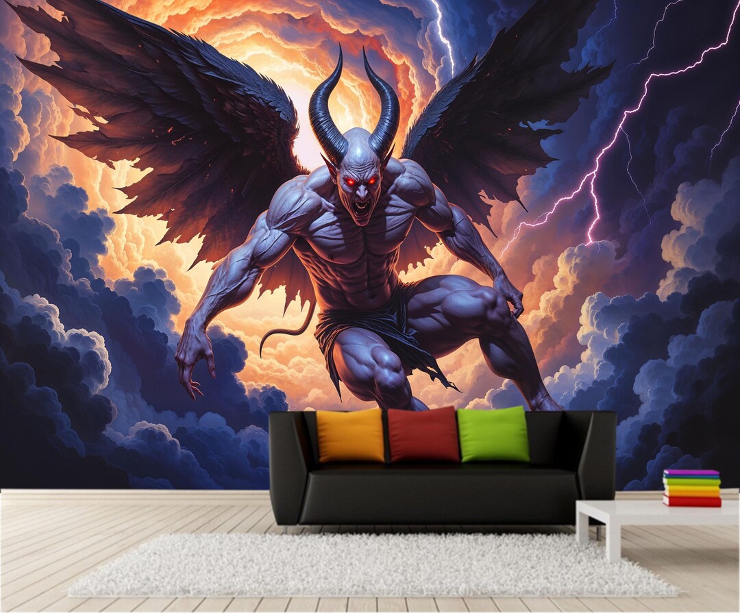 Satan Wall Decor: Devil Horns Wallpaper, Christian Wall Decor, Jesus ...