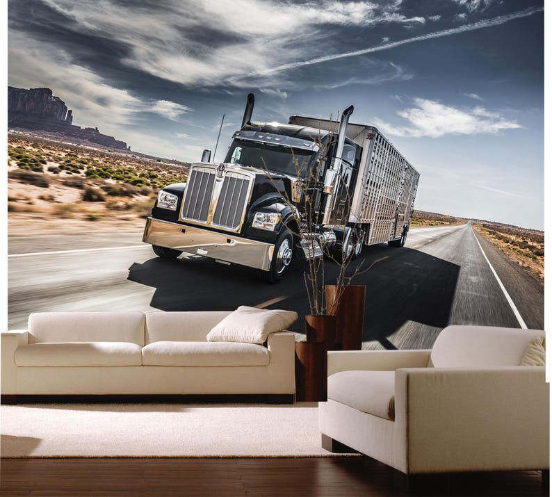 Truck Wallpaper, Long Vehicle Wall Decor, Road Vehicle Wall Decor ...