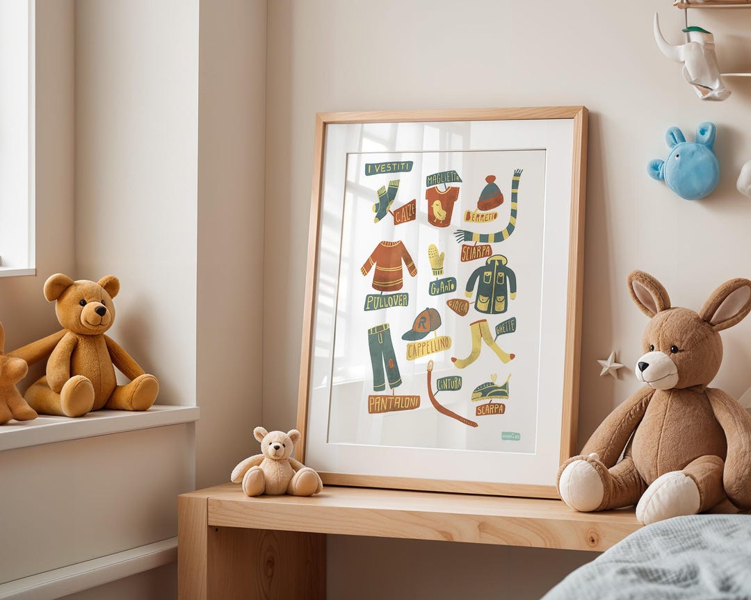 Montessori Educational Print - Italian Clothing Poster for Kids ...