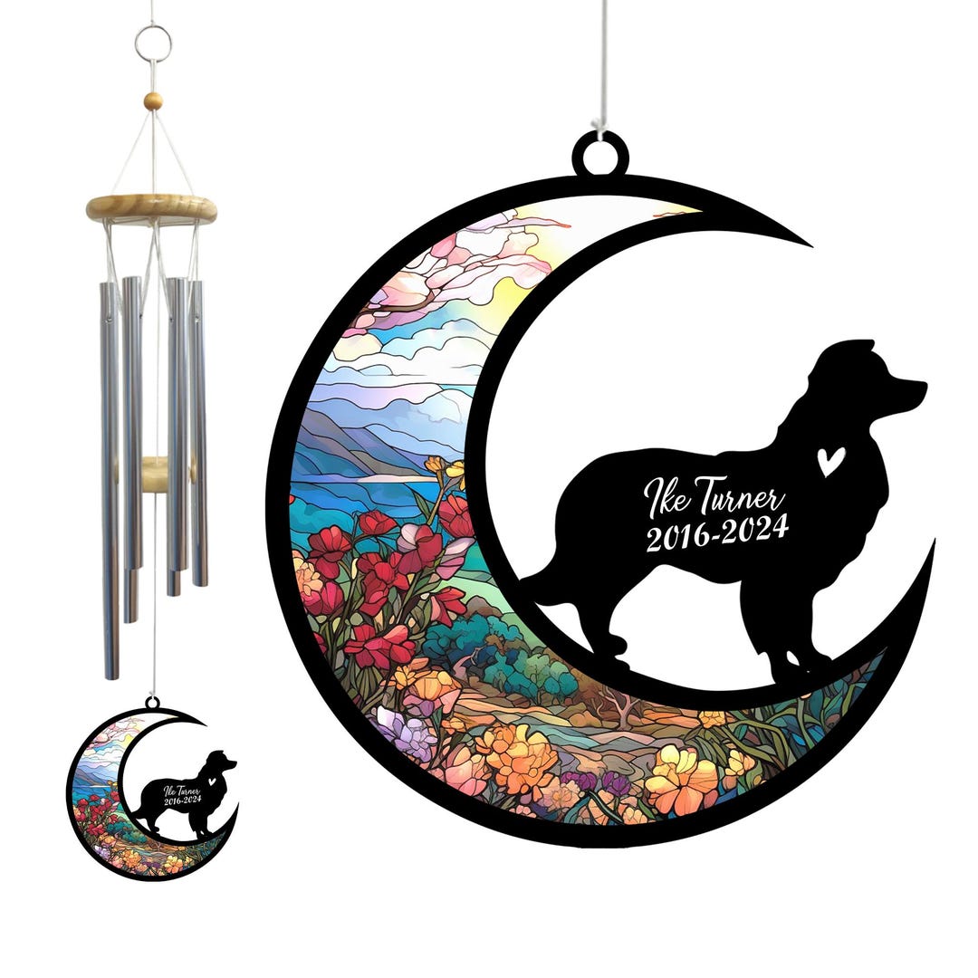 Personalized Border Collie Memorial Wind Chime: Custom Pet Loss ...