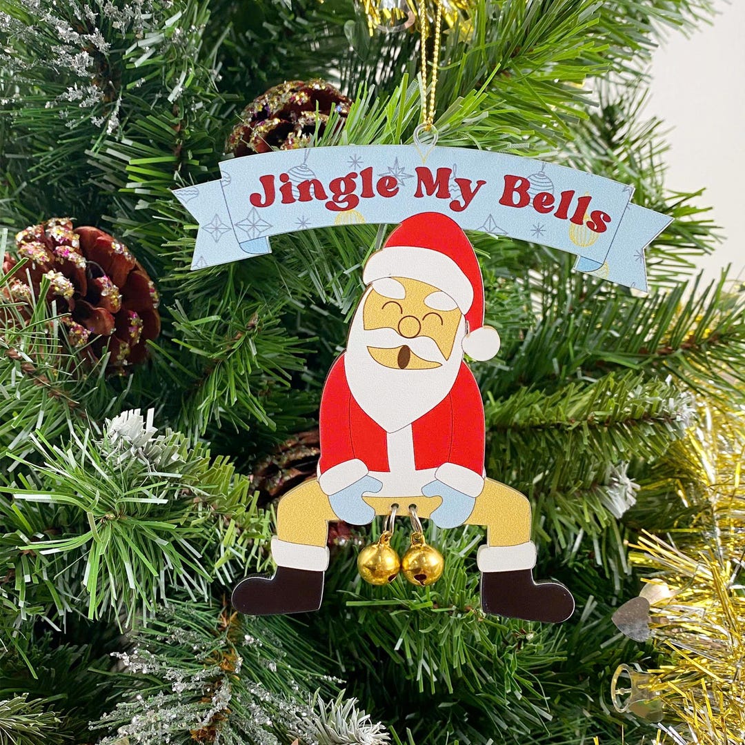 Funny Santa 'jingle My Bells' Christmas Ornament With Metal Bells - Etsy