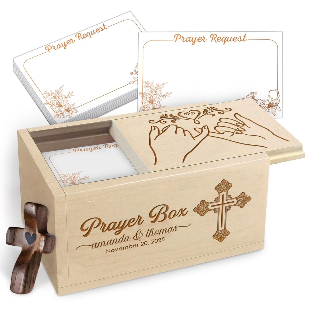 Personalized Prayer Box – Engraved Wooden Keepsake With Cards - Etsy