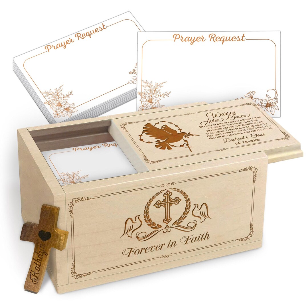Personalized Prayer Request Box With Dove & Cross | Custom Name Option ...