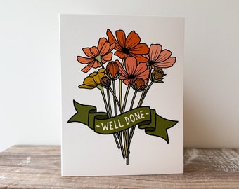 Well Done, Personalised Card, Contemporary Art, Handmade - Etsy