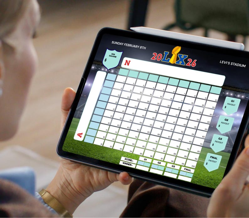 Editable Football Squares Template | 100 Square Football Grid | Super ...