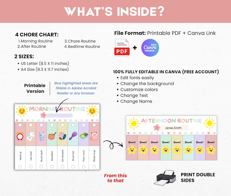 Druckbare Flip-Routine-Diagramm für Kinder, bearbeitbares Flip-Chart ...