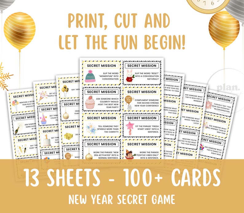 New Year Secret Mission, New Year Game, Spy Game, Printable New Year's ...