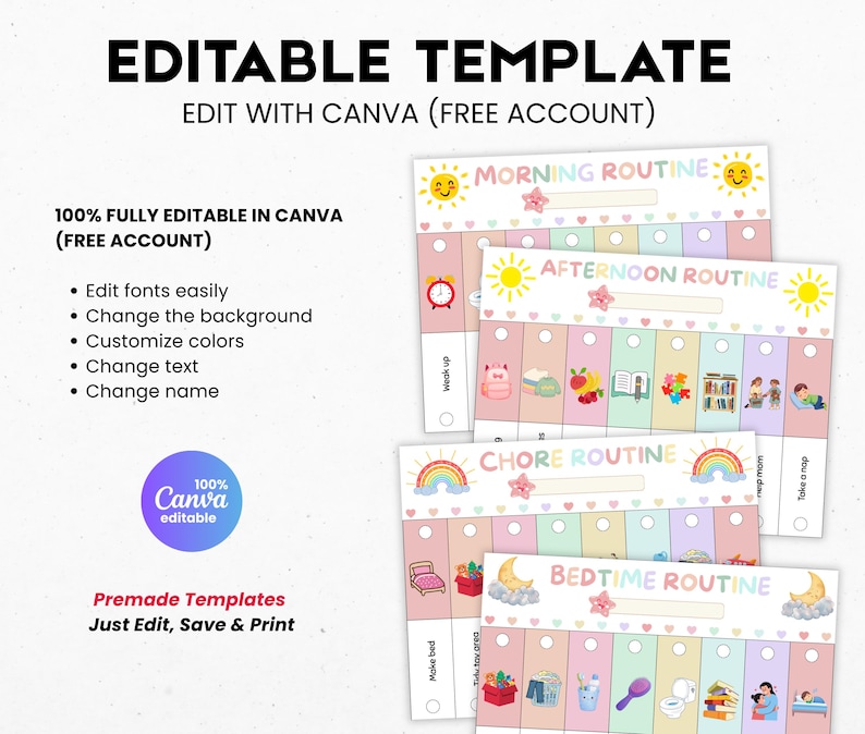 Druckbare Flip-Routine-Diagramm für Kinder, bearbeitbares Flip-Chart ...