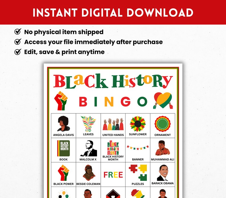 Black History Bingo, 100 Black History Bingo Cards, Kids Black History ...