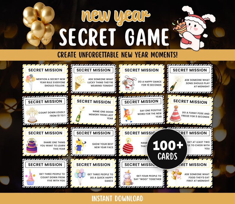 New Year Secret Mission, New Year Game, Spy Game, Printable New Year's ...