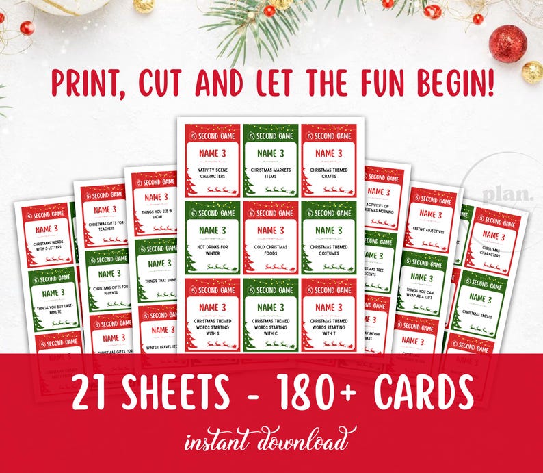 Christmas 5 Second Game, Printable Fun Christmas Game for Adults Kids ...
