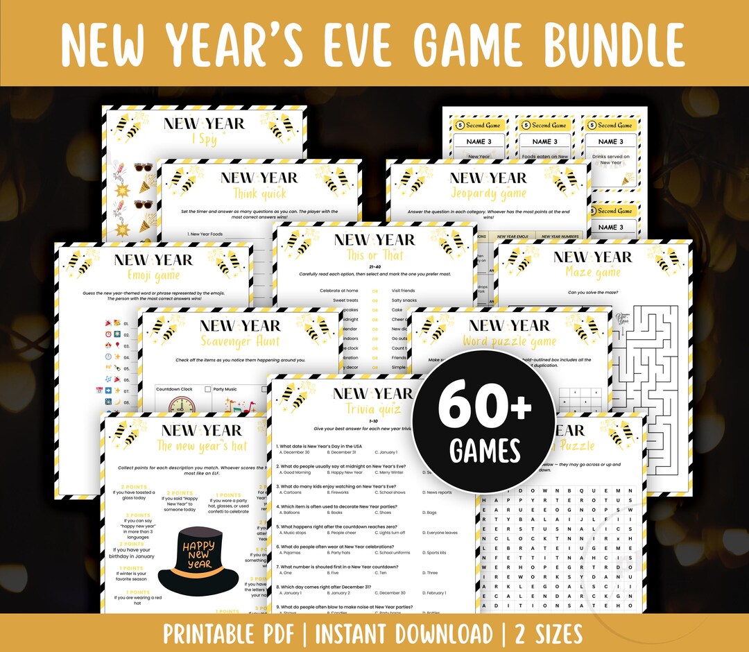 New Years Eve Games Bundle, Printable New Year's Eve Party Games ...
