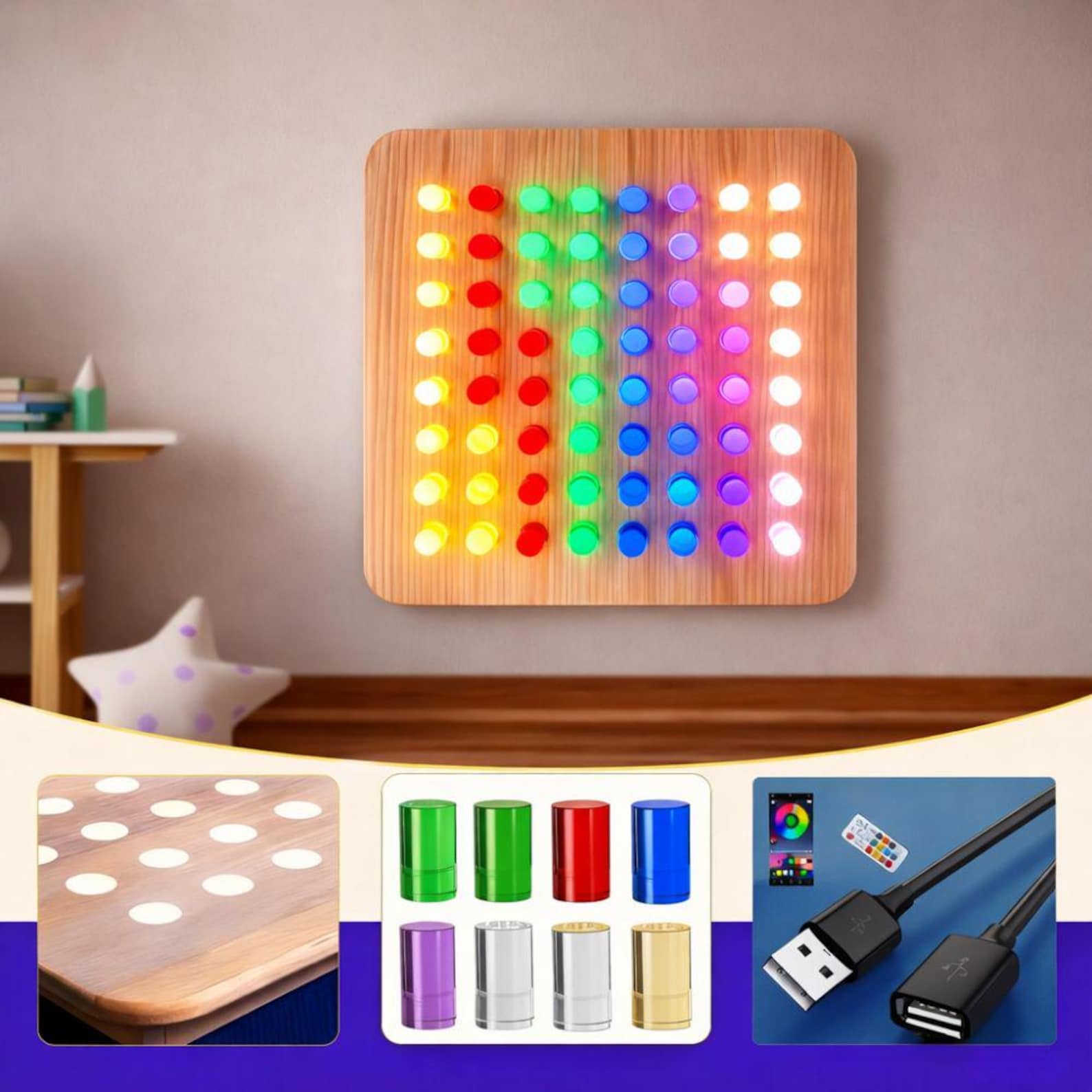 LED Peg Board Sensory Toy – Montessori Fine Motor Skills, Autism ...