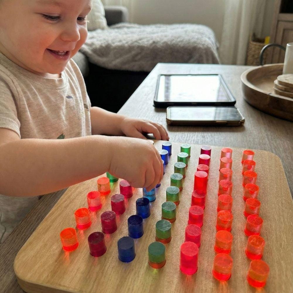LED Peg Board Sensory Toy – Montessori Fine Motor Skills, Autism ...