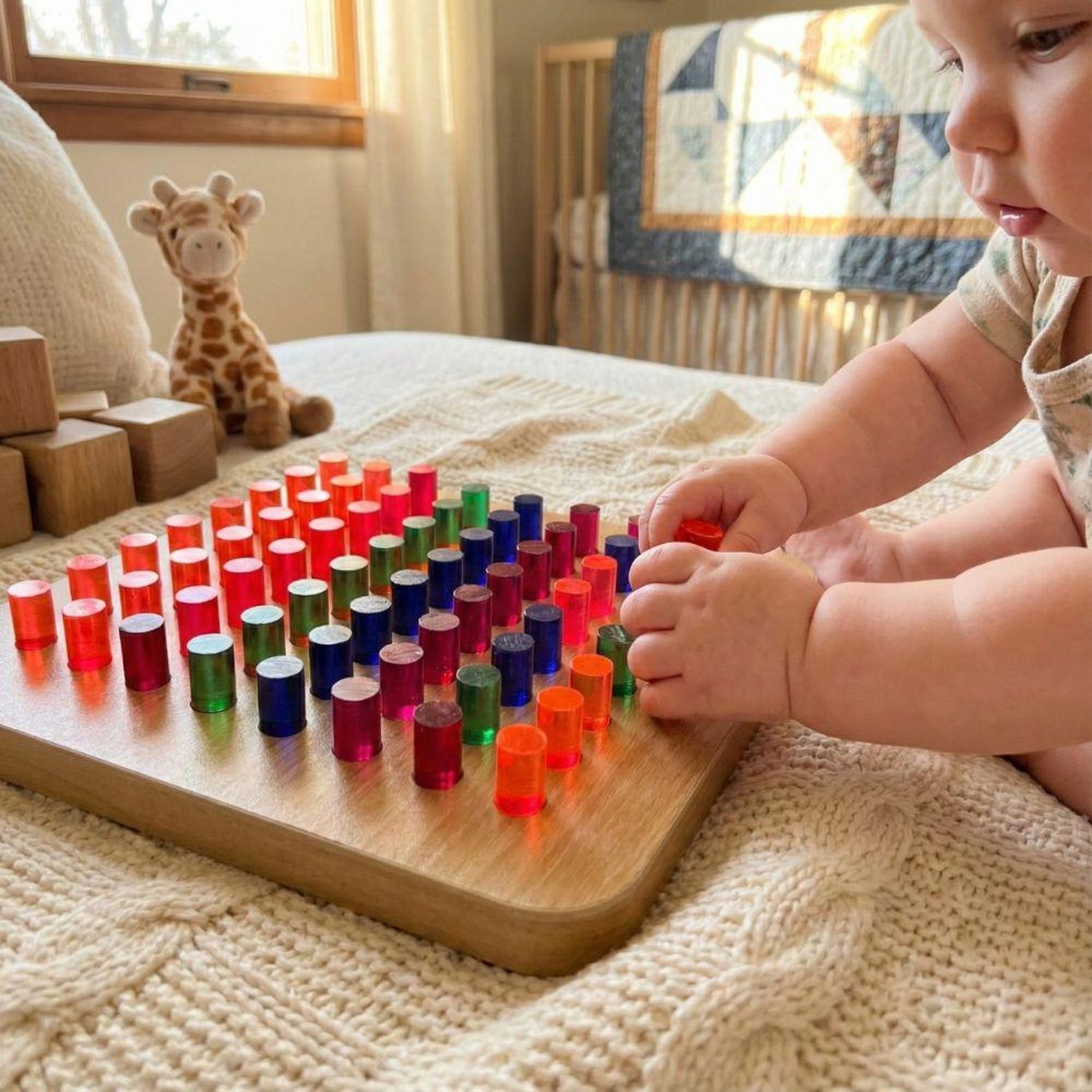 LED Peg Board Sensory Toy – Montessori Fine Motor Skills, Autism ...