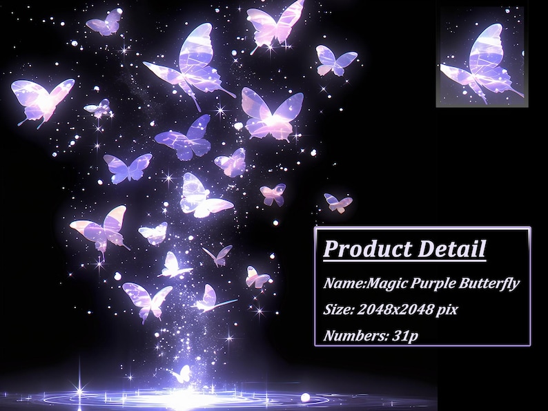 Glow Purple Butterfly Overlay: Fantasy Light Effects (PNG Digital ...