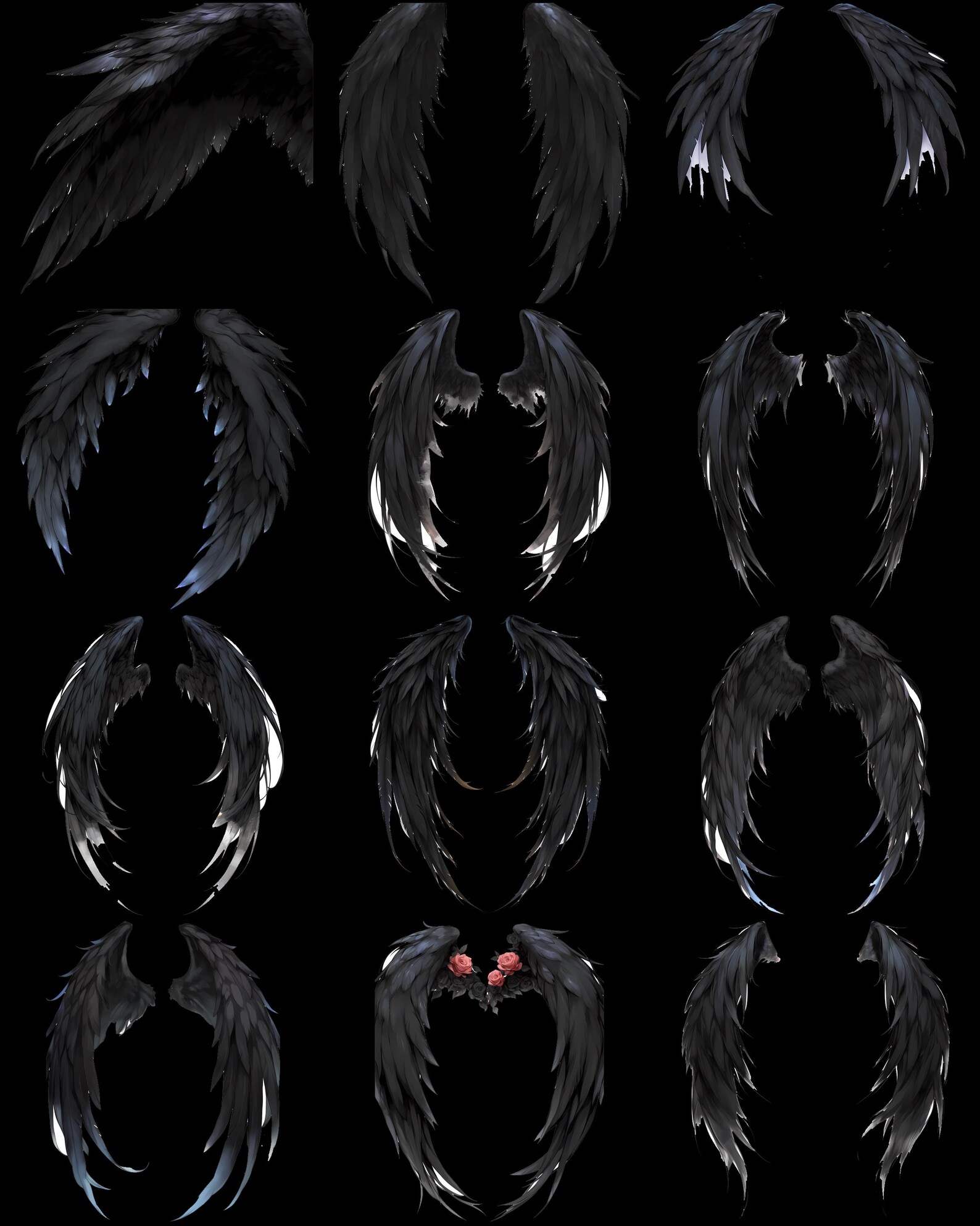 55black Angel Wings PNG, Dark Feather Overlay, Transparent Gothic ...