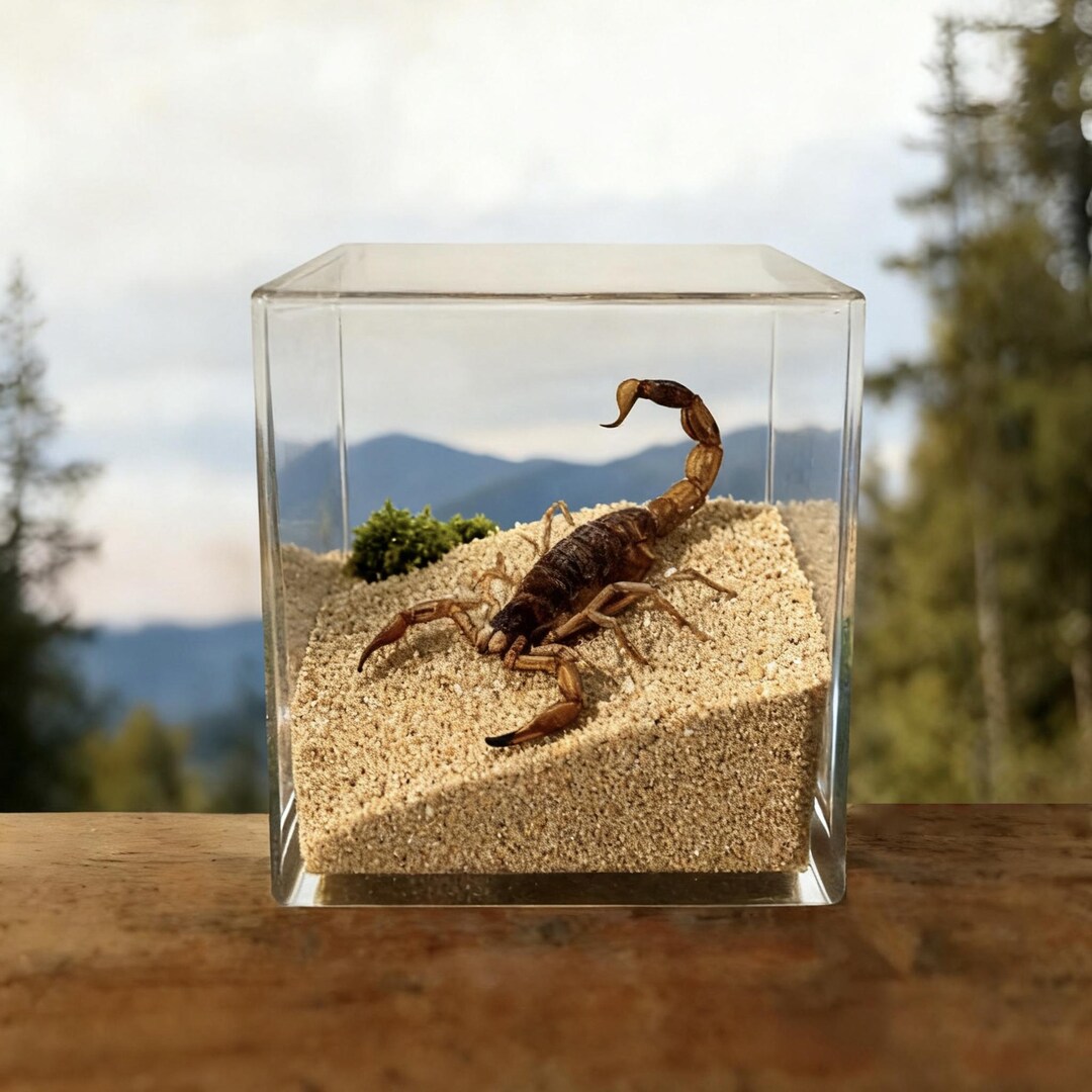 Gold Scorpion Resin Specimen Paperweight | Handmade Nature Art Cube ...