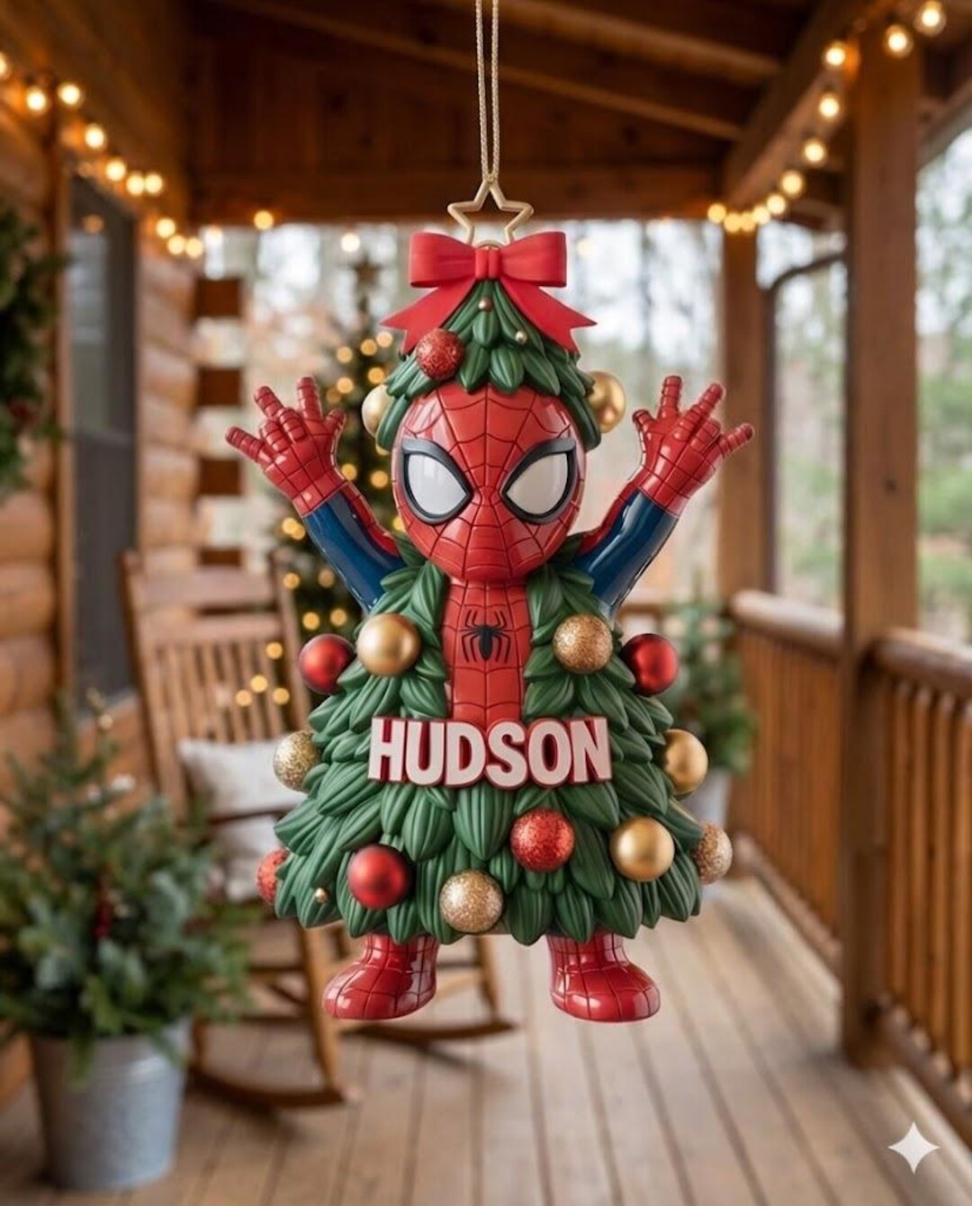 Personalized Festive Superhero 2D Acrylic Ornament, Spider Man ...