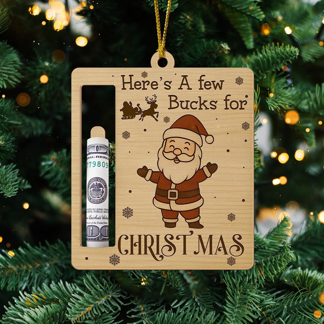 Personalized Wooden Money Holder Christmas Ornament, Santa Cash Gift ...