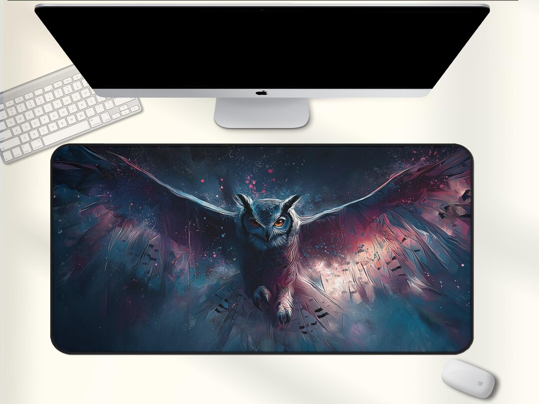 Cosmic Owl Desk Mat, Fantasy Owl Mouse Pad, Galaxy Bird Office Mat ...