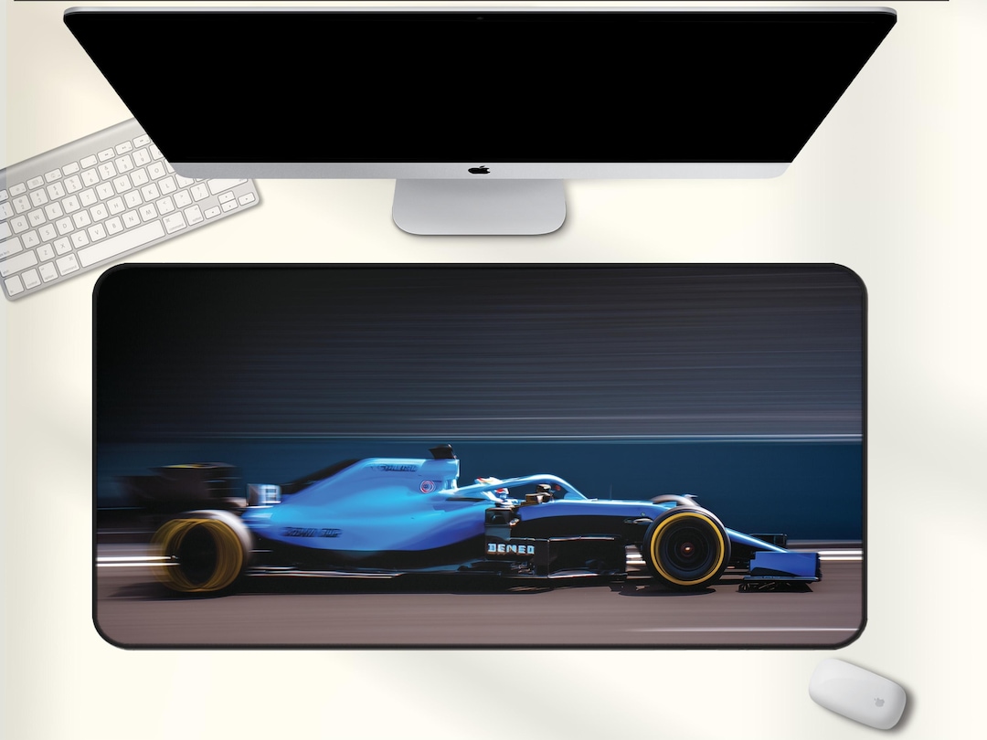 Blue F1 Racing Desk Mat, Formula 1 Mouse Pad, Speed Car Office Mat ...