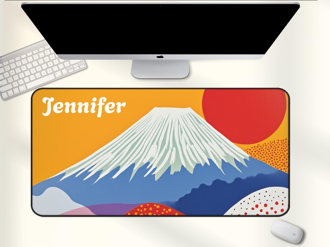 Personalized Mount Fuji Desk Mat, Custom Name Mousepad, Japanese Art ...