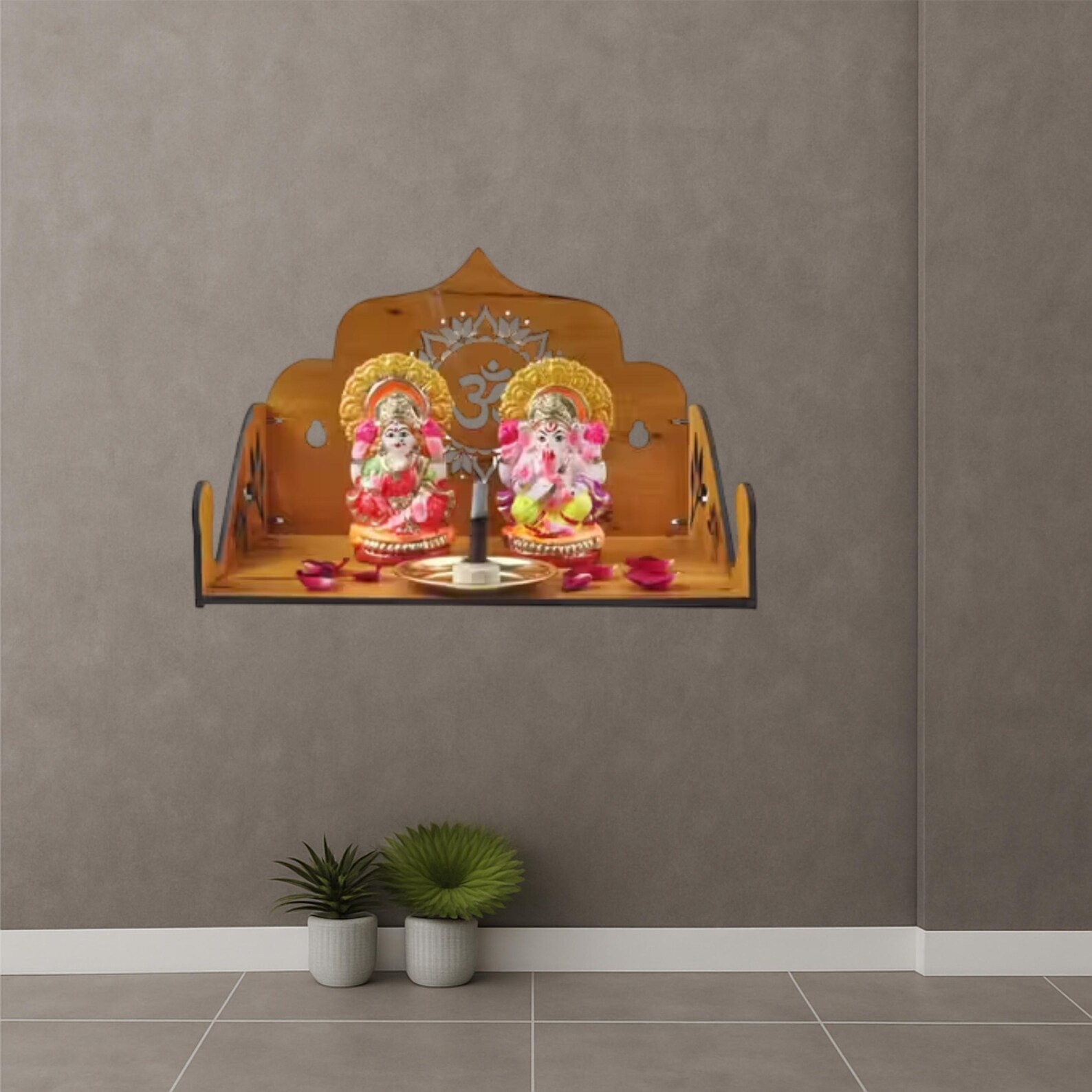 DIY Wooden Pooja Mandir With Om Design | Compact Mandir for Home ...