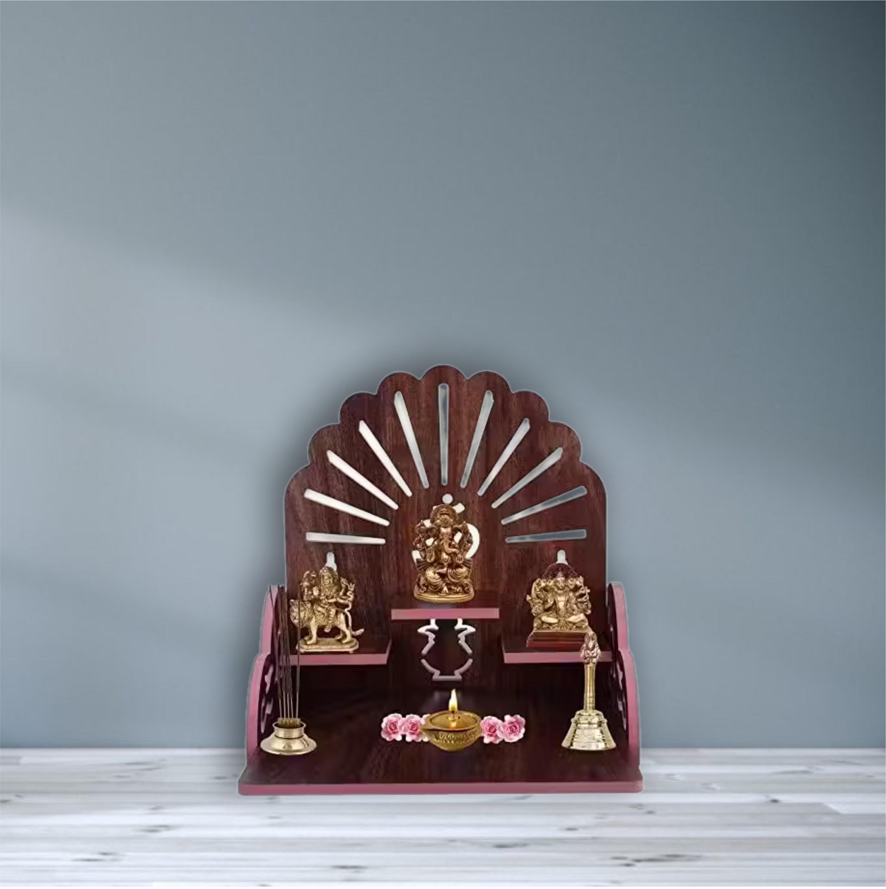 Mini Wooden Pooja Mandir | Compact Hindu Temple for Home & Office ...