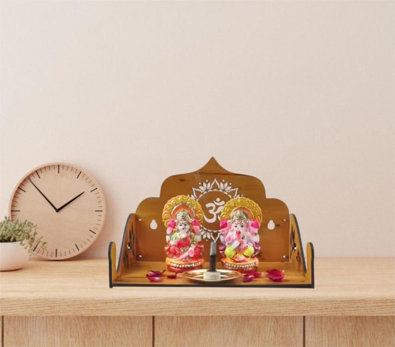 DIY Wooden Pooja Mandir With Om Design | Compact Mandir for Home ...
