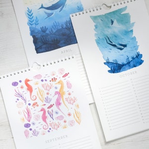 Birthday Wall Calendar, Perpetual Calendar, Ocean Calendar, Gift for ...