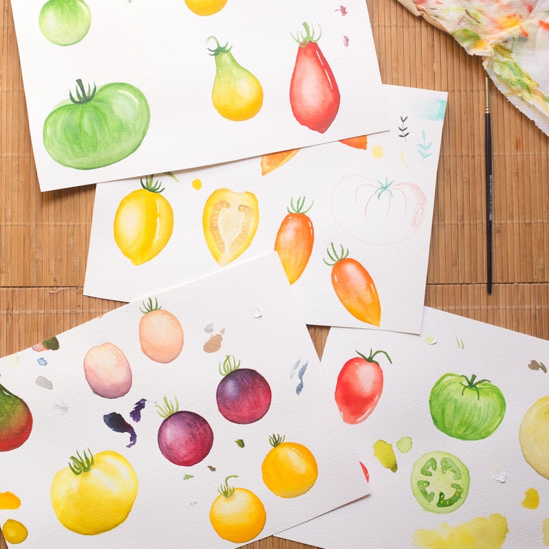 Set of 6 Kitchen Printables, Digital Food Print, Kitchen Poster Set ...