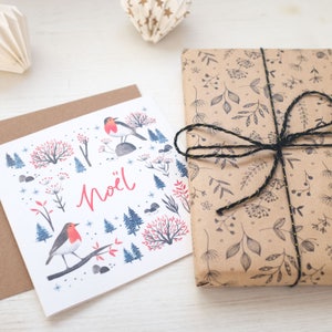 Noel Card Noel Christmas Card Holiday Greeting Robin Card - Etsy