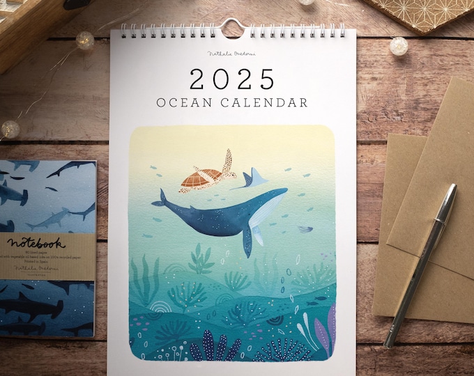 12 Months Calendar, 2025 Ocean Calendar, Wall Calendar, Gift for Sea ...